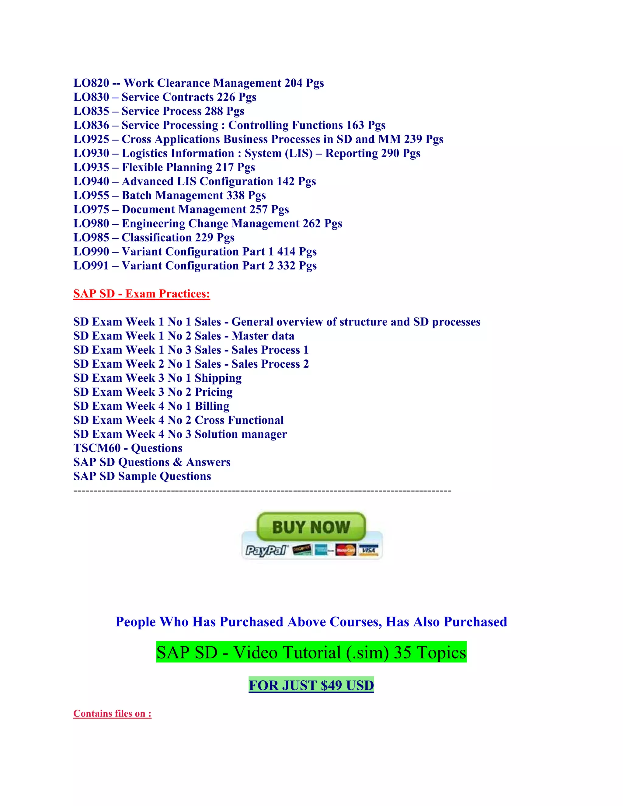 Sap sd lo scm training home | PDF