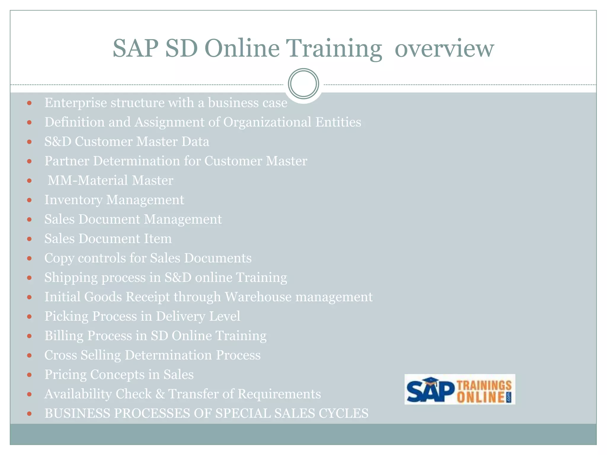 Sap sd online training overview 9 | PPTX