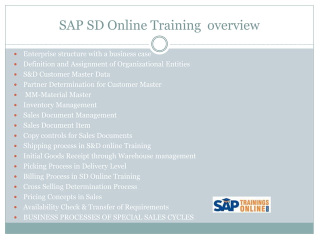 Sap sd online training overview 9 | PPTX