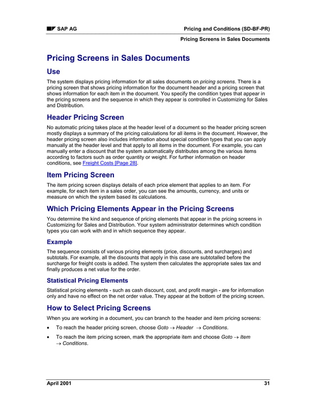 Sap sd pricing | PDF