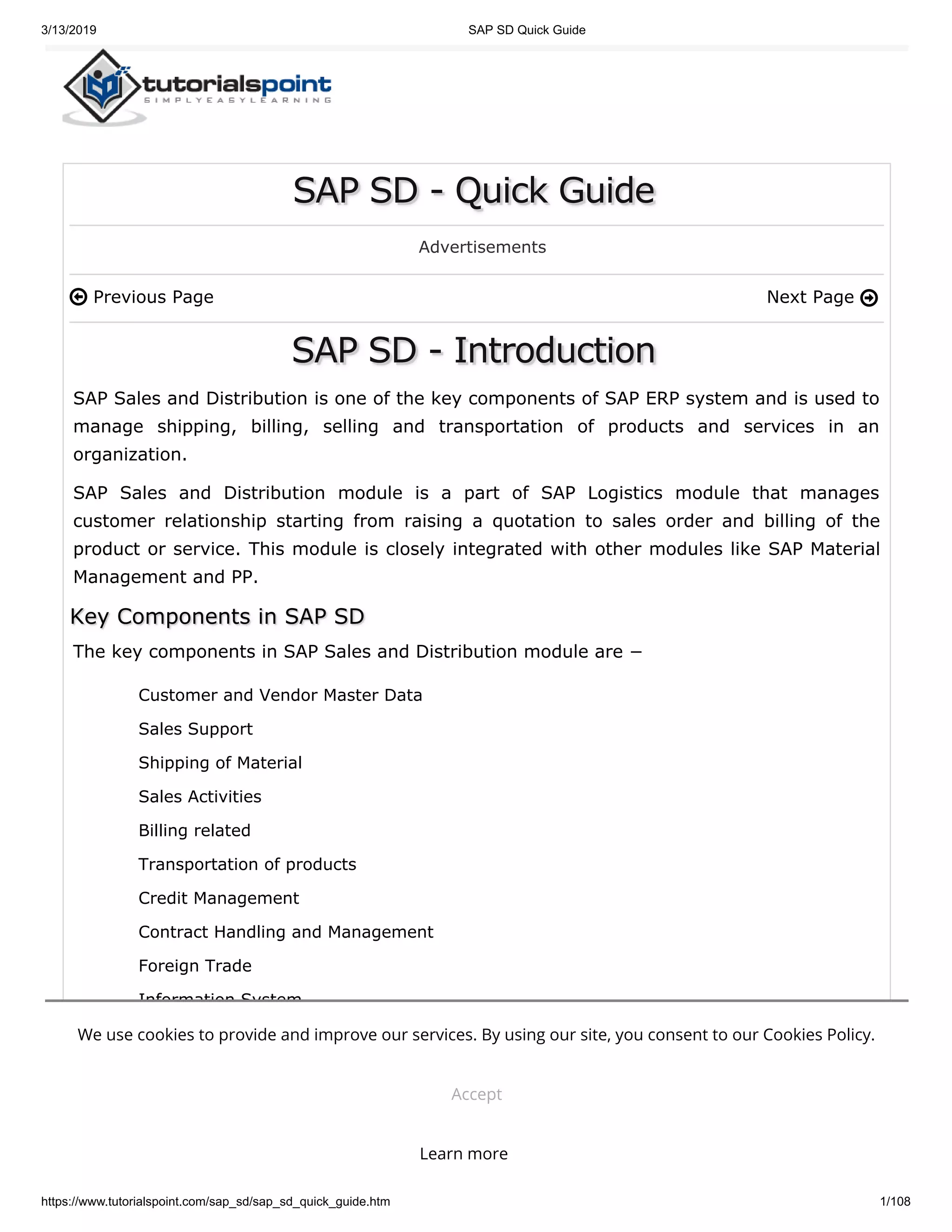 Sap sd quick guide | PDF