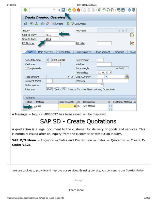 Sap sd quick guide | PDF
