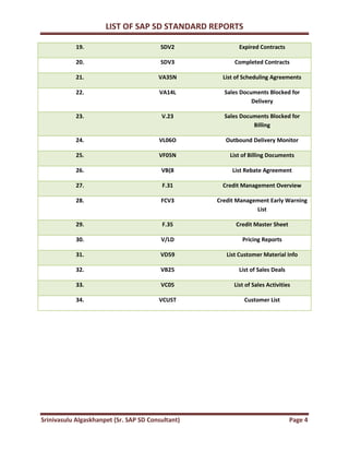 Sap SD Standard Reports | PDF
