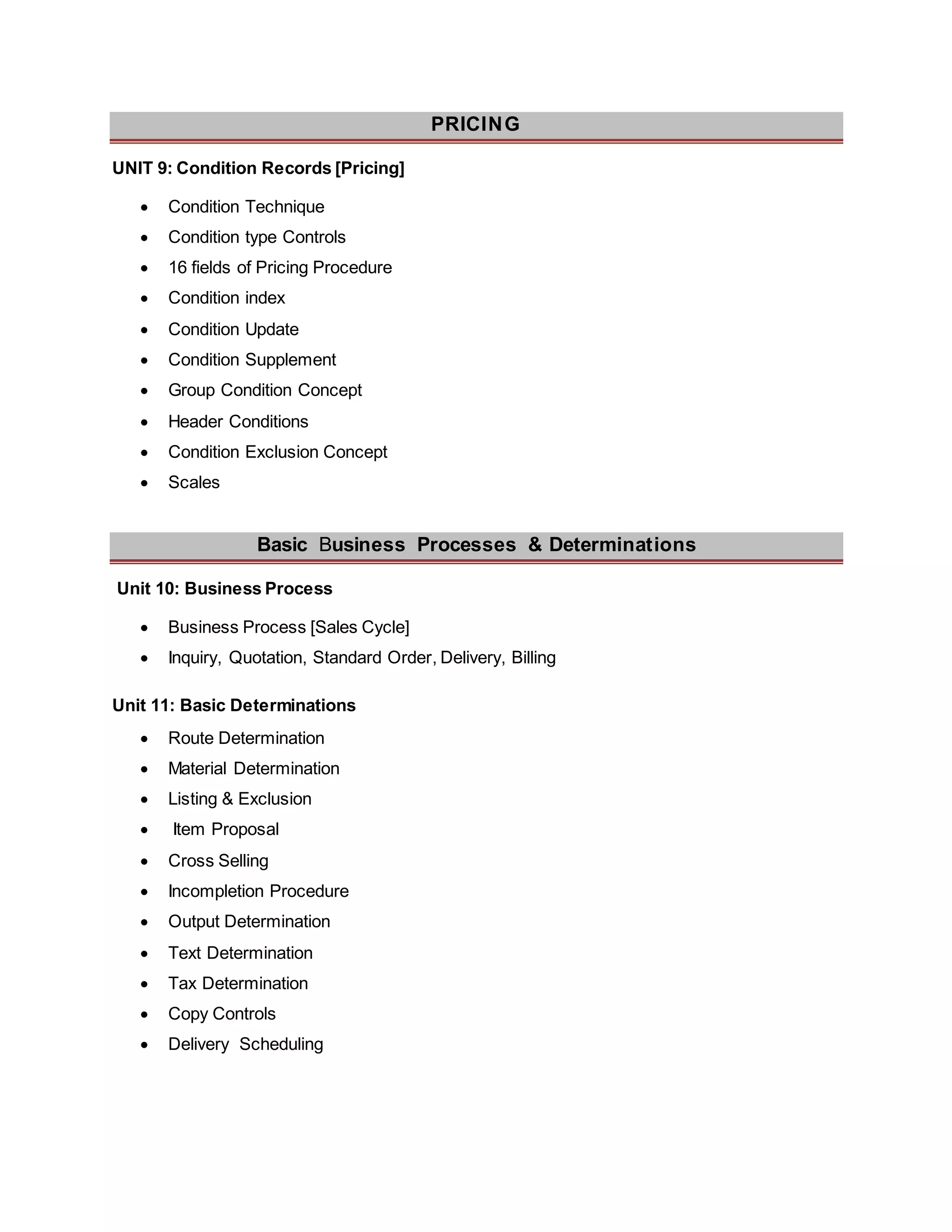 Sap sd syllabus | DOCX