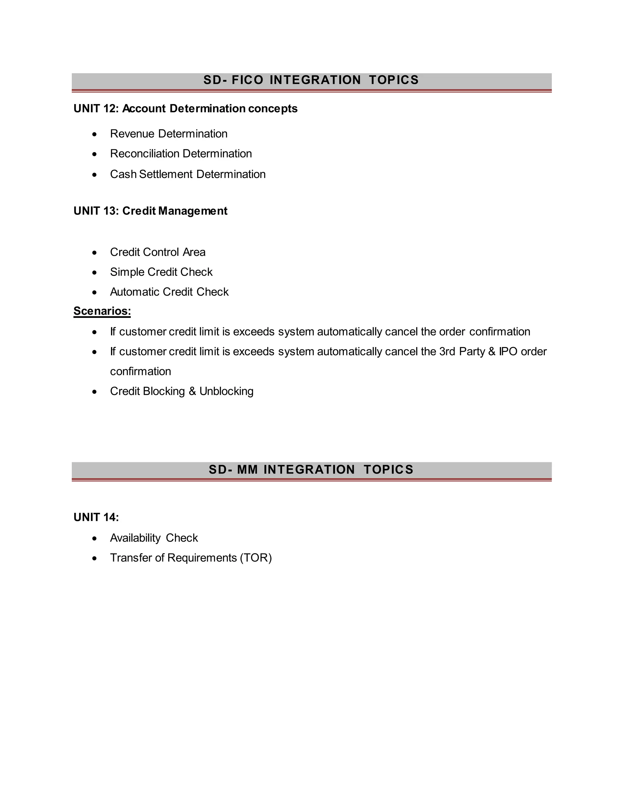 Sap sd syllabus | DOCX