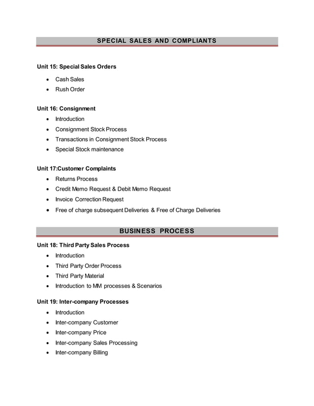 Sap sd syllabus | DOCX