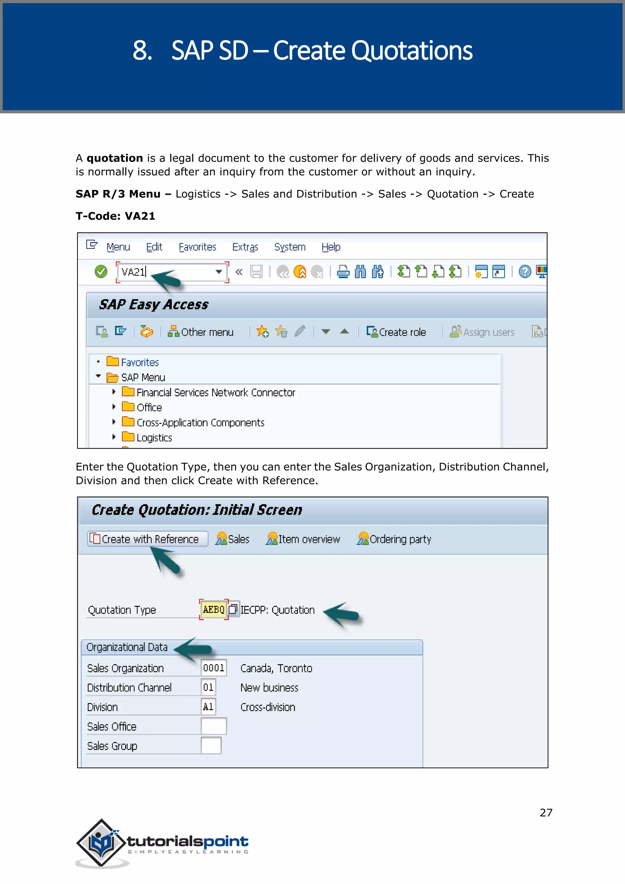 Sap sd tutorial | PDF | Sales | Business
