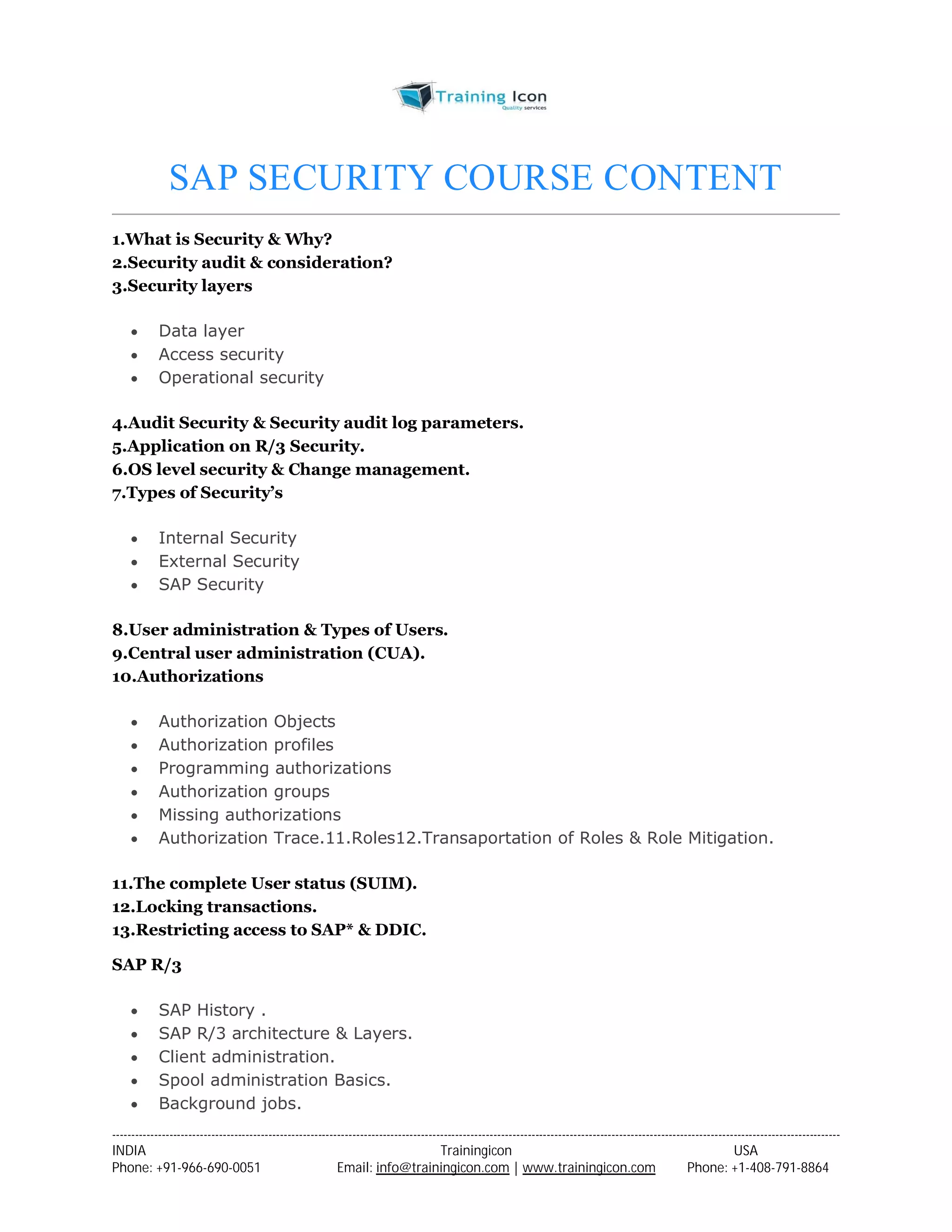 SAP SECURITY ONLINE TRAINING | PDF