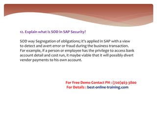 Sap security interview question & answers | PPTX