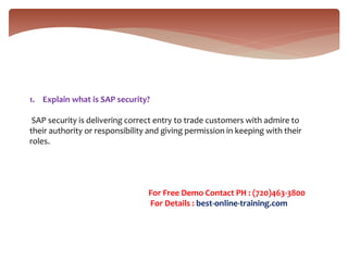 Sap security interview question & answers | PPTX