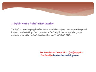 Sap security interview question & answers | PPTX