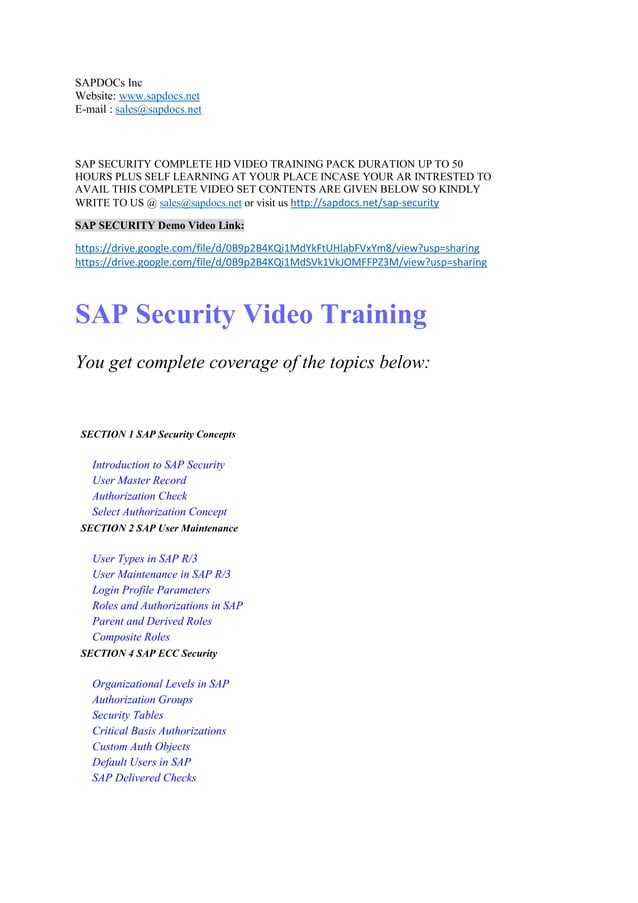 Sap security training !! sap securtiy online training !! sap security video training !! sap ...
