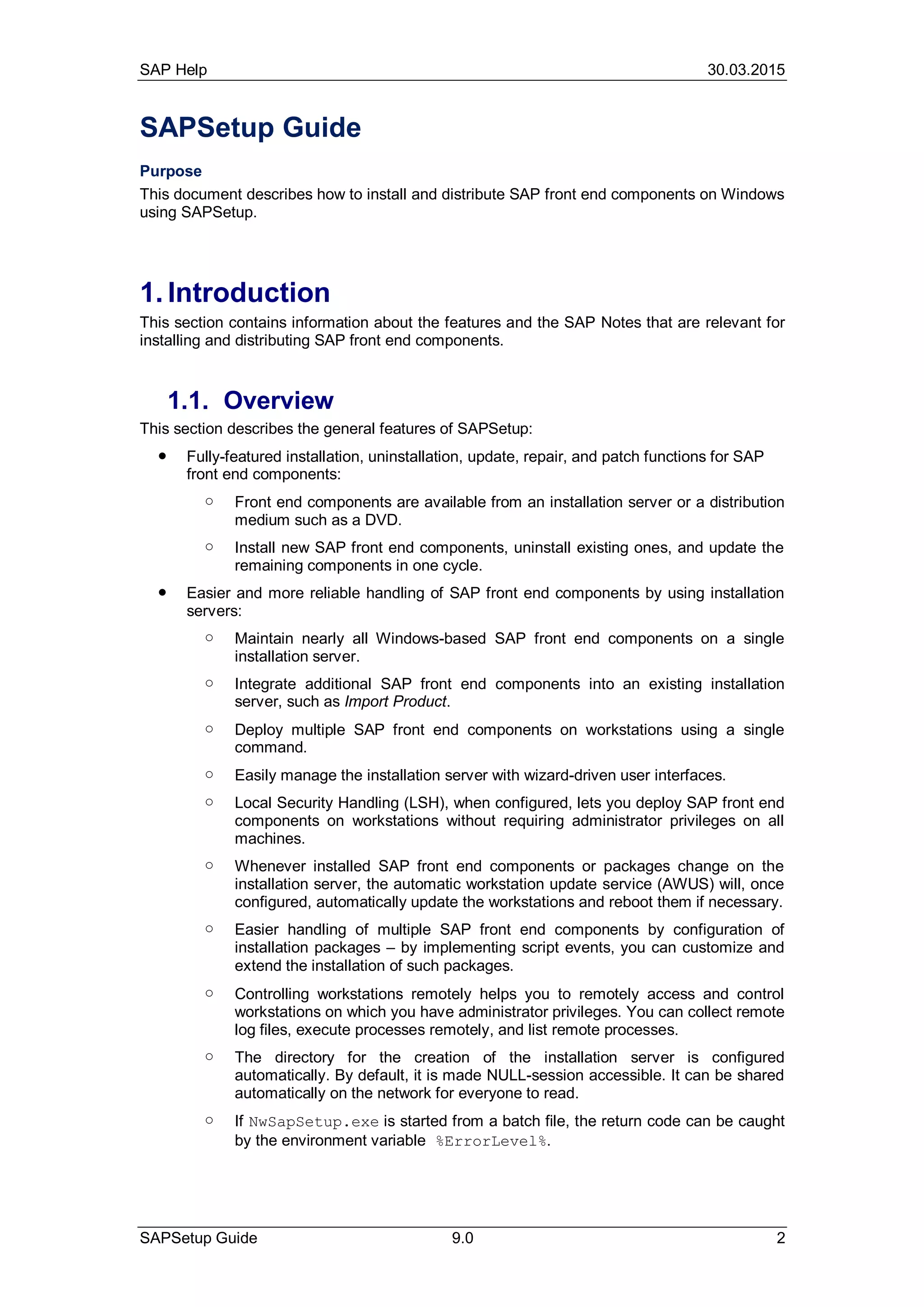 Sap setup guide | PDF