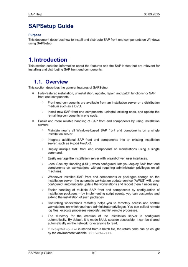 Sap setup guide | PDF
