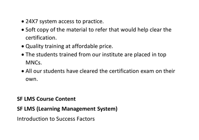 SAP Successfactors LMS Online Training Institute in Hyderabad | PDF ...