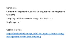 SAP Successfactors LMS Online Training Institute in Hyderabad | PDF