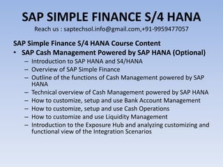 SAP SIMPLE FINANCE S/4 HANA ONLINE TRAINING | PPT