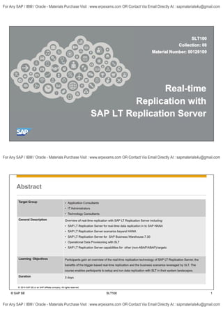 Sap slt100 sps08 latest sample | PDF