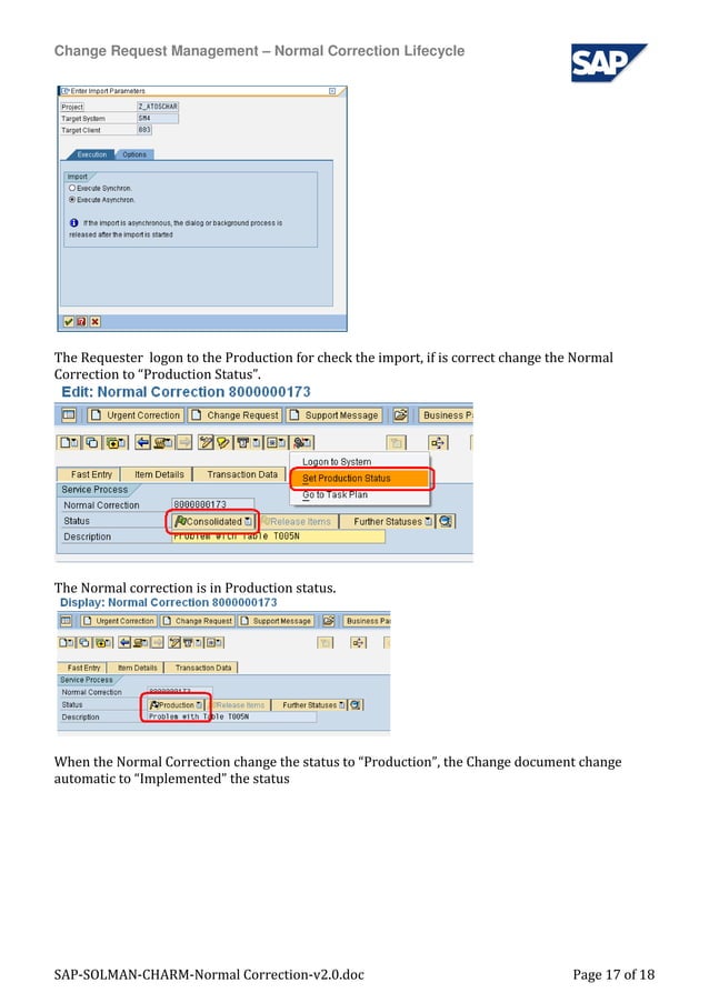 Sap Solman Charm Normal Correction | PDF