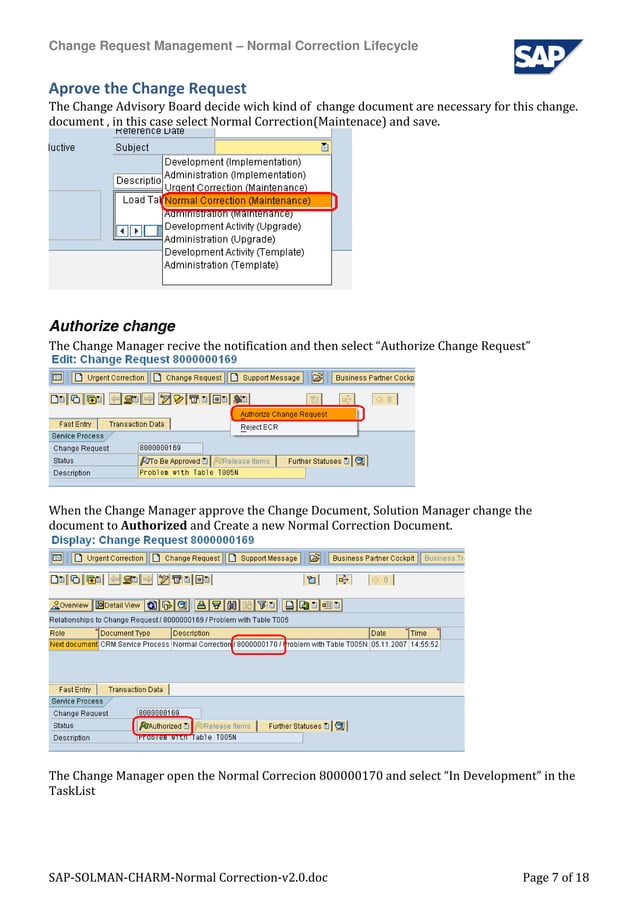 Sap Solman Charm Normal Correction | PDF