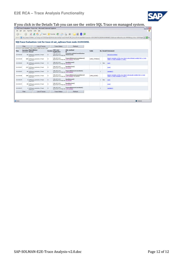 Sap Solman E2E Trace Analysis | PDF