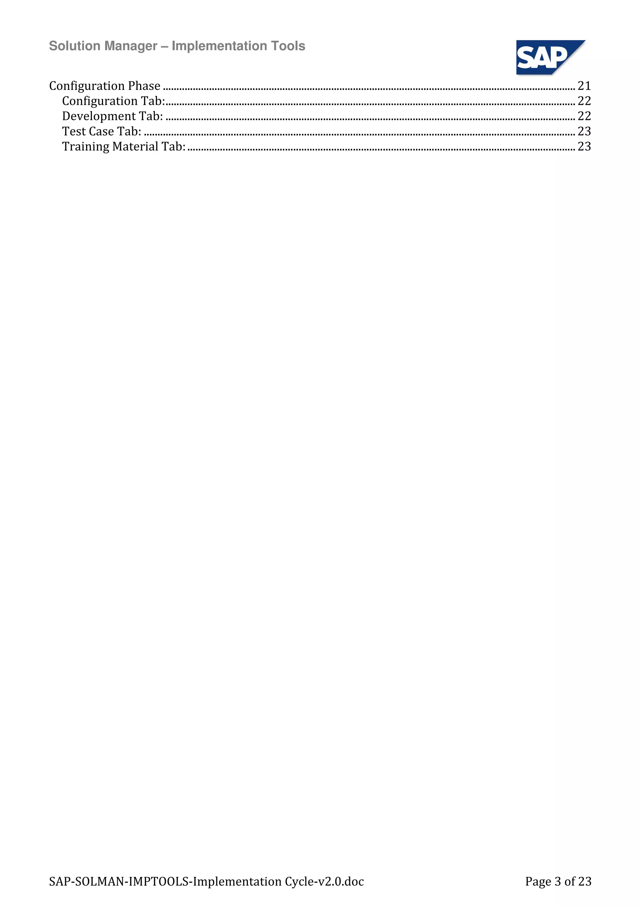 Sap Solman Imptools Implementation Cycle | PDF