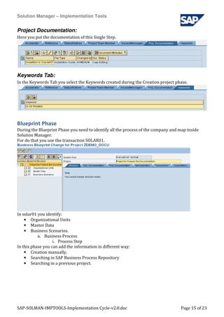 Sap Solman Imptools Implementation Cycle | PDF