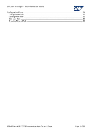 Sap Solman Imptools Implementation Cycle | PDF