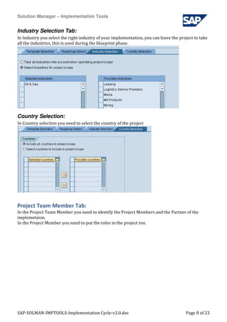 Sap Solman Imptools Implementation Cycle | PDF