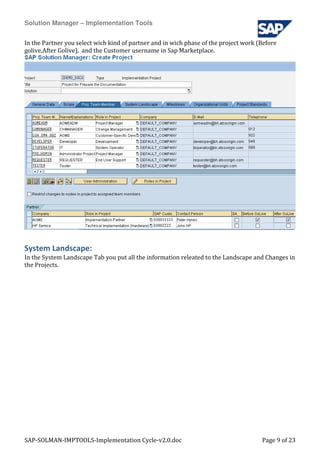 Sap Solman Imptools Implementation Cycle | PDF