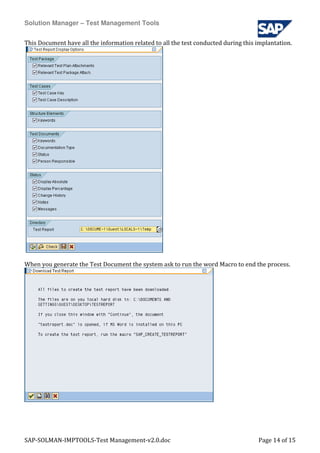 Sap Solman Imptools Test Management | PDF