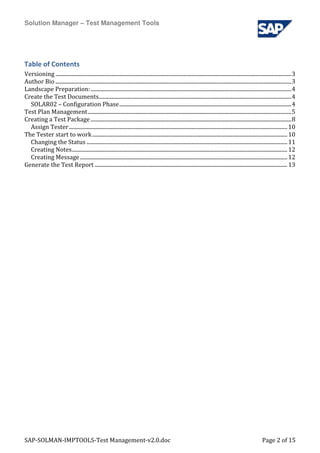 Sap Solman Imptools Test Management | PDF