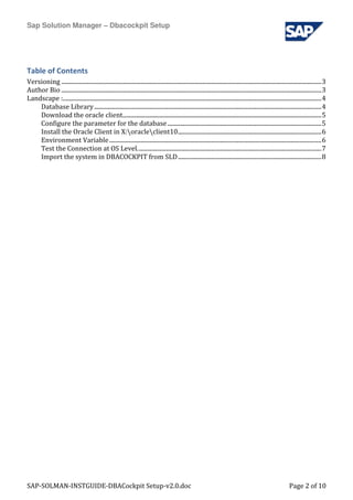 Sap Solman Instguide Dba Cockpit Setup | PDF
