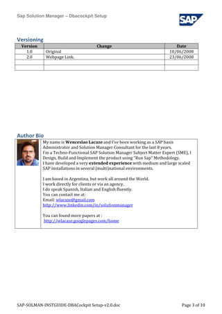 Sap Solman Instguide Dba Cockpit Setup | PDF