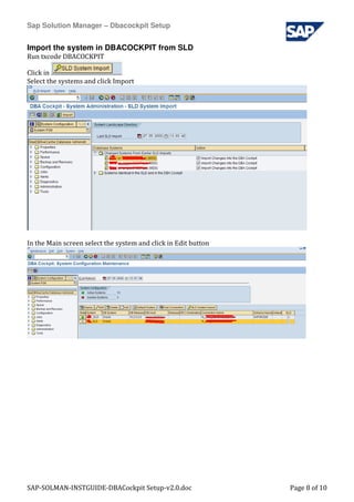 Sap Solman Instguide Dba Cockpit Setup | PDF