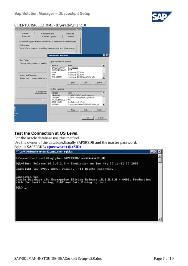 Sap Solman Instguide Dba Cockpit Setup