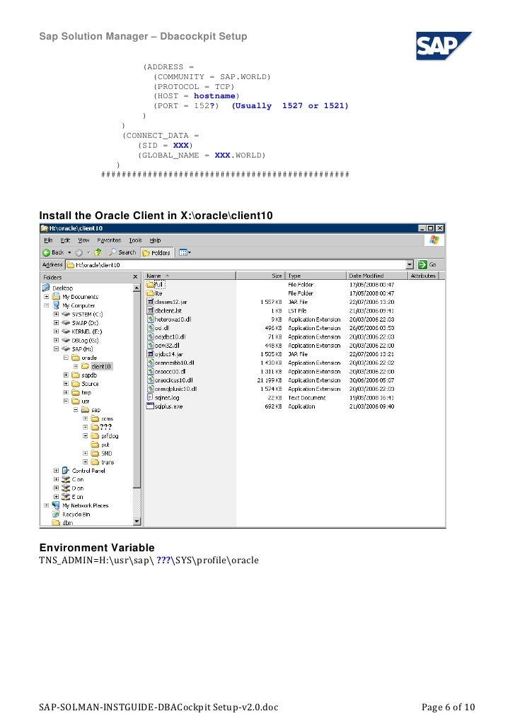 Sap Solman Instguide Dba Cockpit Setup 