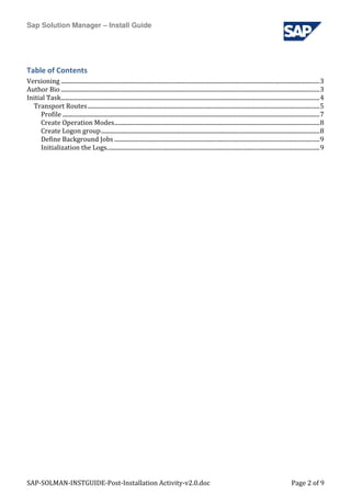 Sap Solman Instguide Post Instalation | PDF