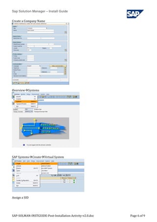 Sap Solman Instguide Post Instalation | PDF
