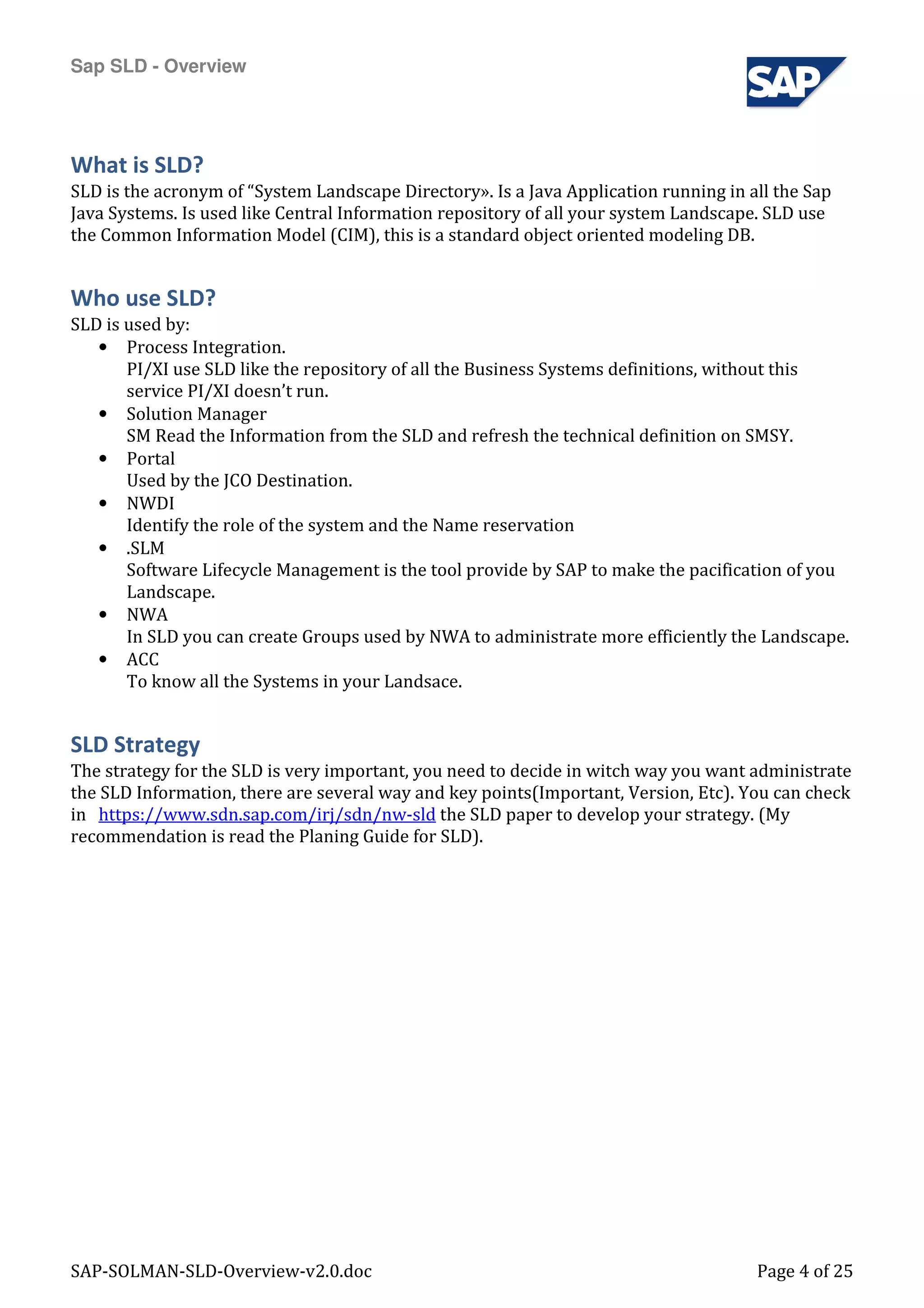 Sap Solman Sld Overview V2.0 | PDF