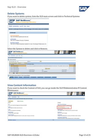 Sap Solman Sld Overview V2.0 | PDF