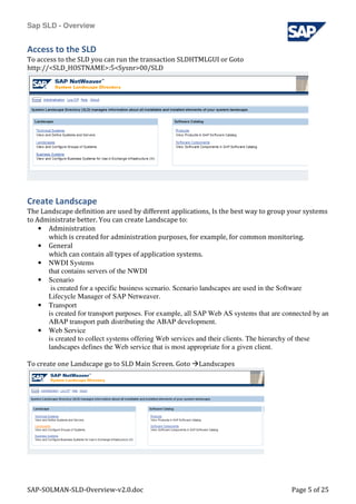 Sap Solman Sld Overview V2.0 | PDF