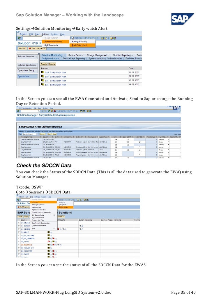 Sap Solman Work Plug Long Sid System V2