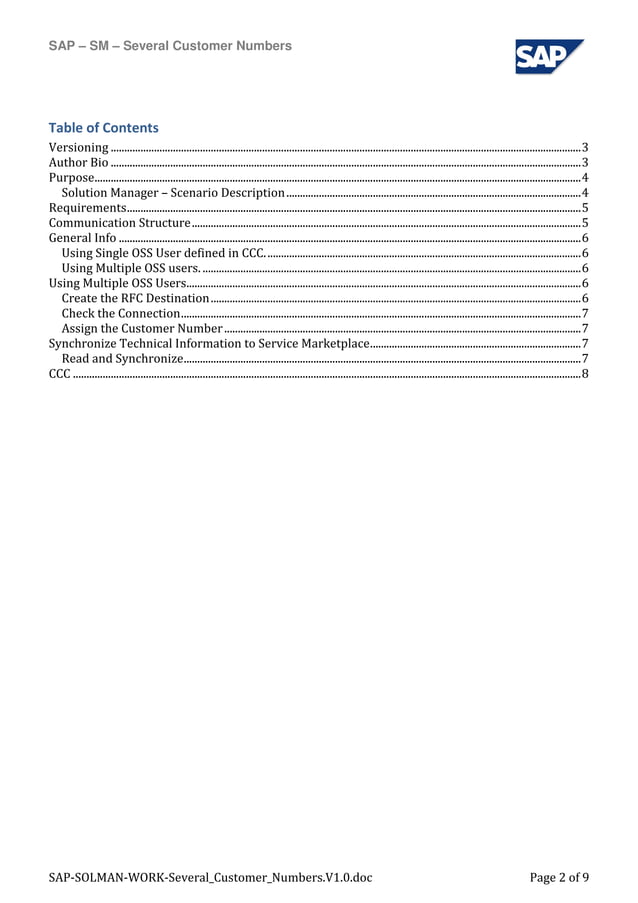 Sap Solman Work Several Customer Numbers | PDF