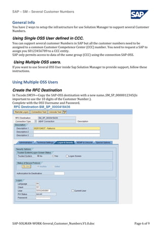 Sap Solman Work Several Customer Numbers | PDF