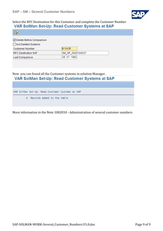 Sap Solman Work Several Customer Numbers | PDF