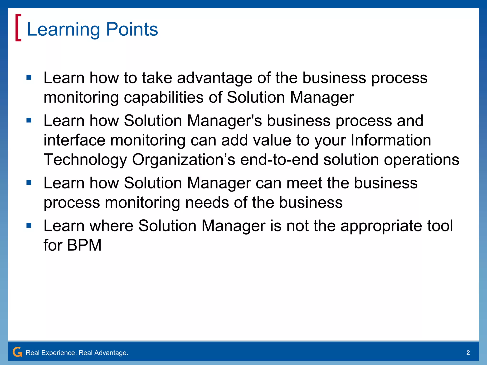 Sap Solution Manager Business Process Monitoring Of A Sap Crm Solution