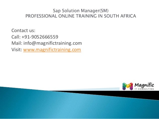Sap solution manager(sm)professional online training in south africa ...