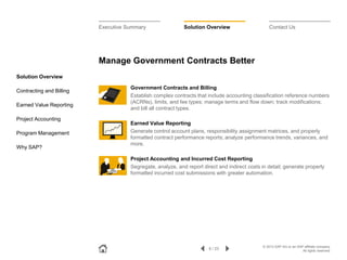 SAP solutions for government contracting in Aerpspace & Defense | PDF