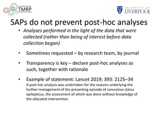 An introduction to Statistical Analysis Plans | PPTX